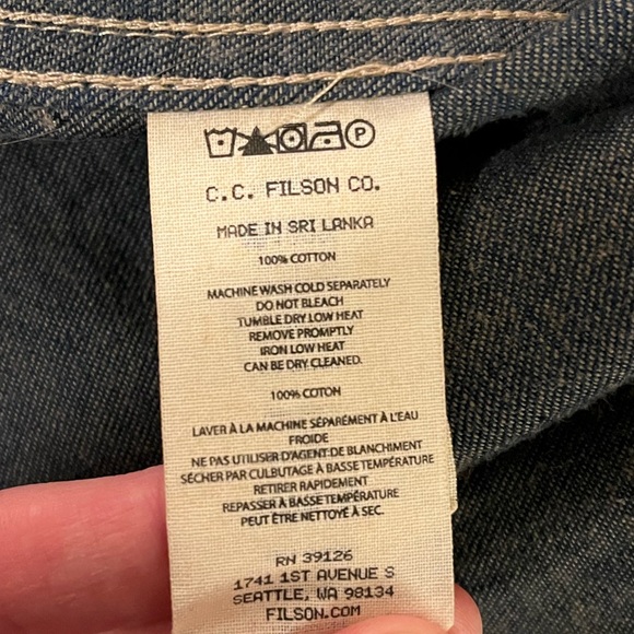 Filson | Shirts | Filson Mens Large Clarkston Denim Shirt Dark Indigo ...